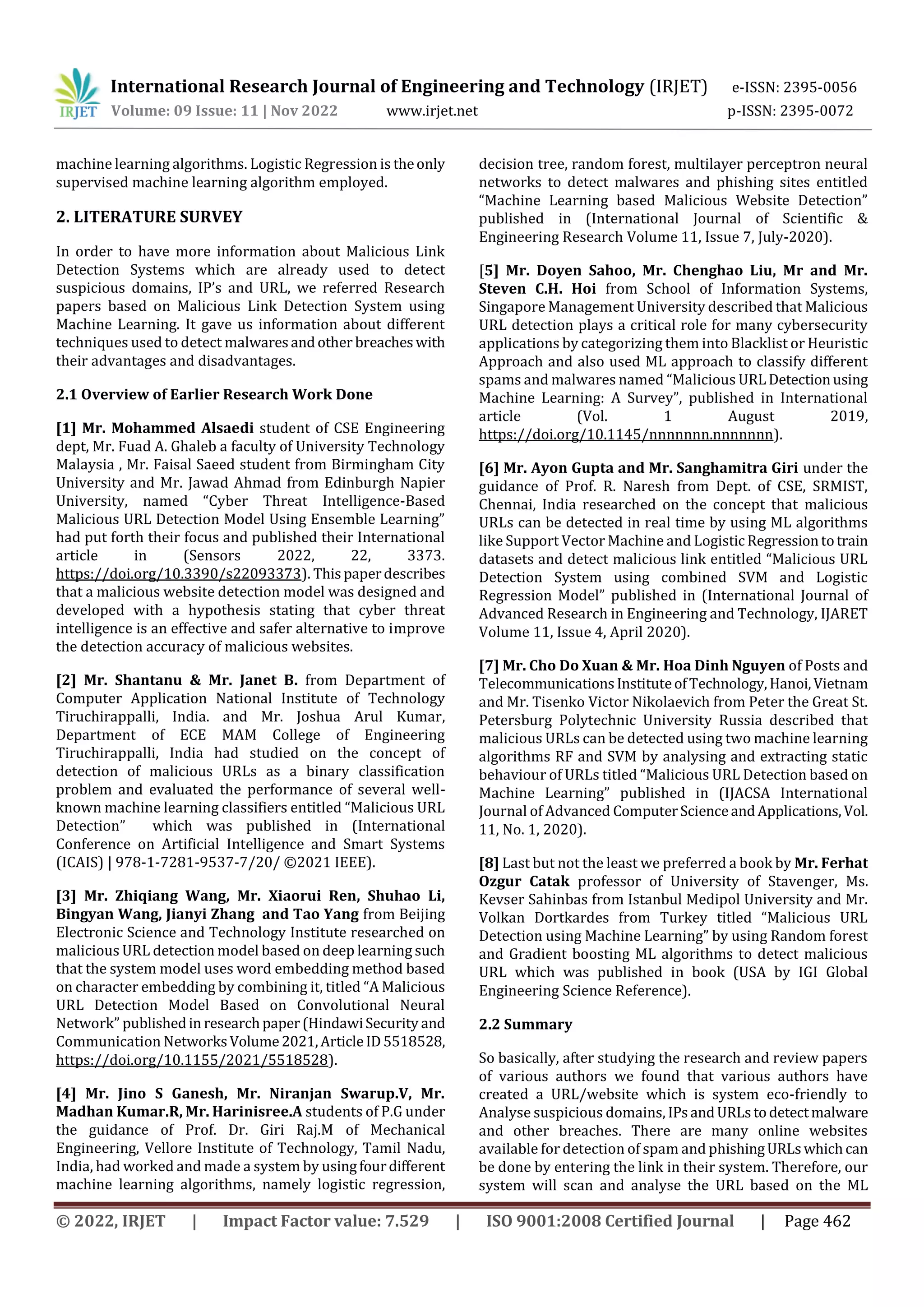 Malicious Link Detection System | PDF | Internet | Computing