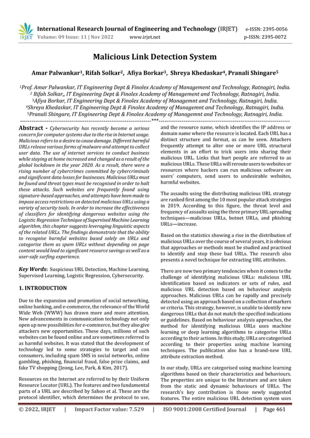 Malicious Link Detection System | PDF | Internet | Computing