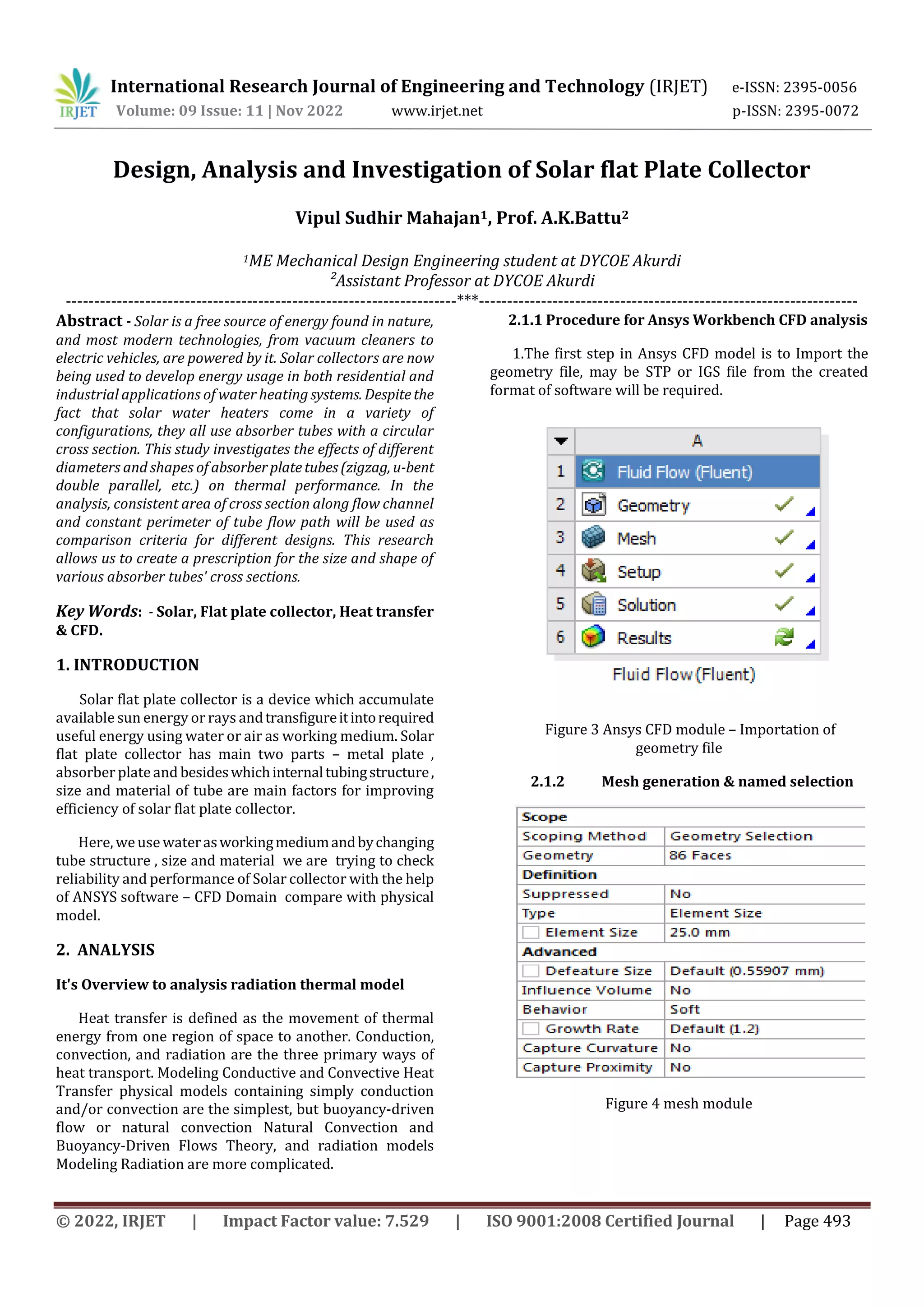 Design, Analysis and Investigation of Solar flat Plate Collector | PDF