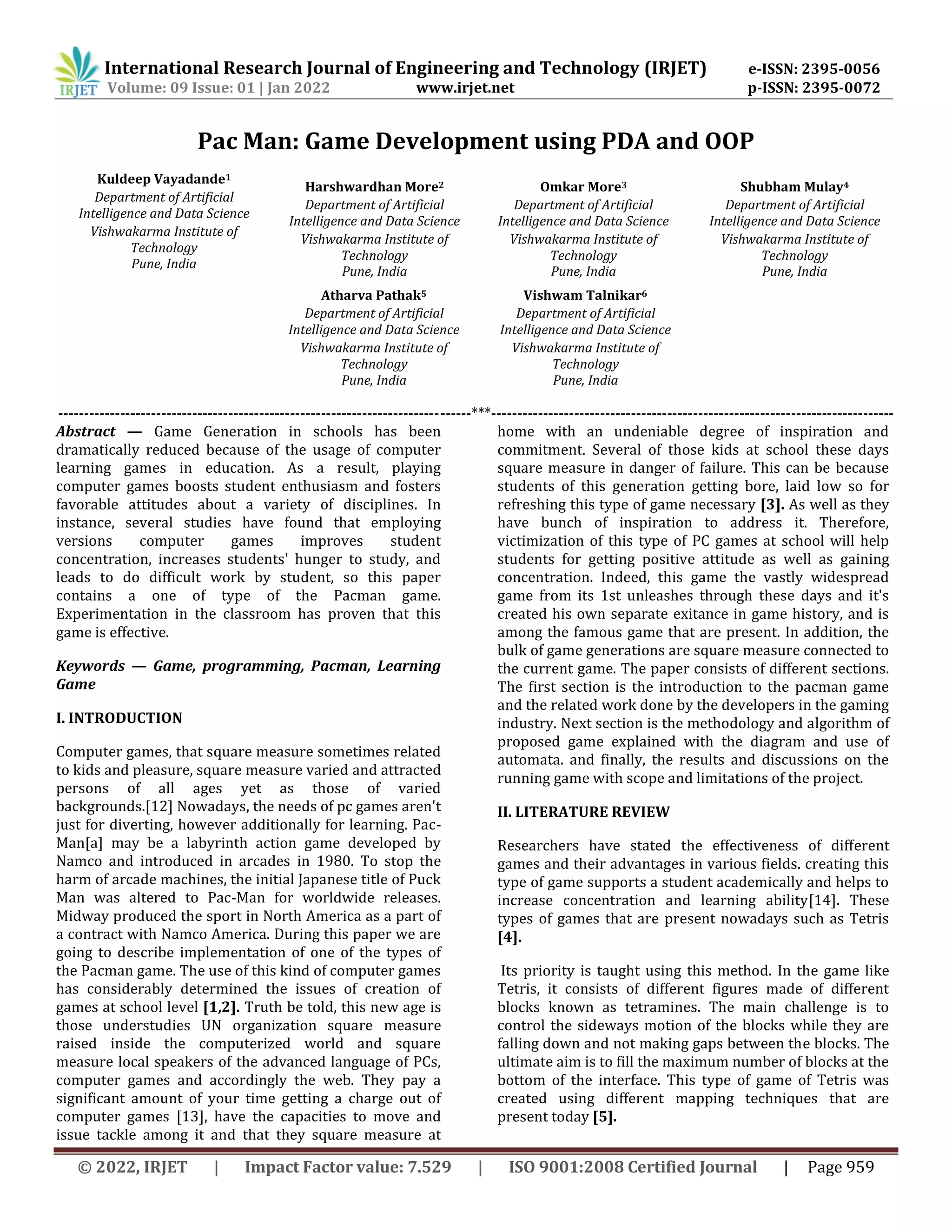 Pac Man: Game Development using PDA and OOP | PDF