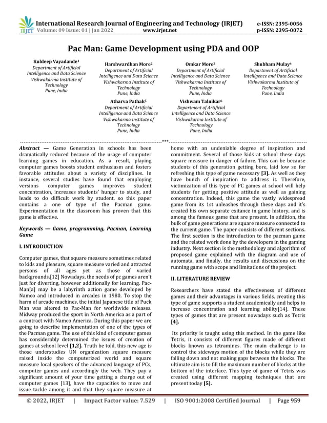 Pac Man Game Development Using Pda And Oop Pdf
