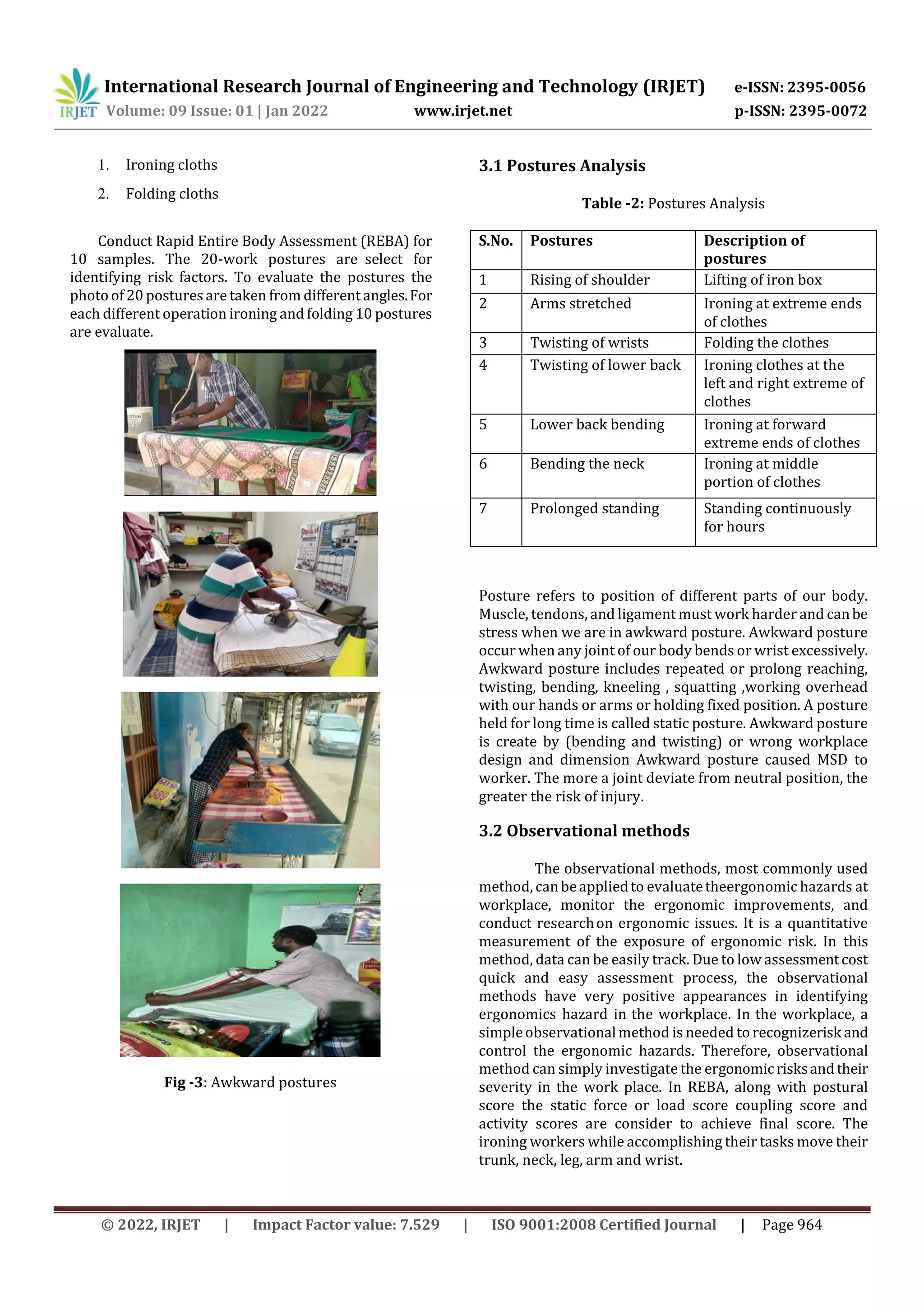 STUDY ON POSTURAL ANALYSIS AND MUSCULOSKELETAL DISORDER RISK ON THE ...