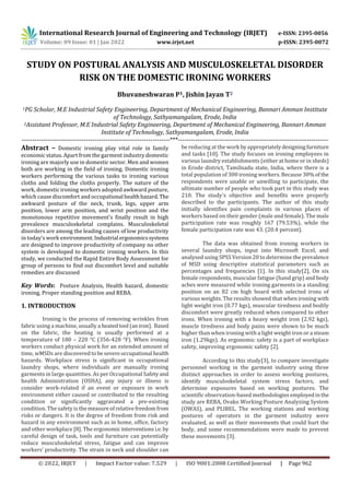 STUDY ON POSTURAL ANALYSIS AND MUSCULOSKELETAL DISORDER RISK ON THE ...