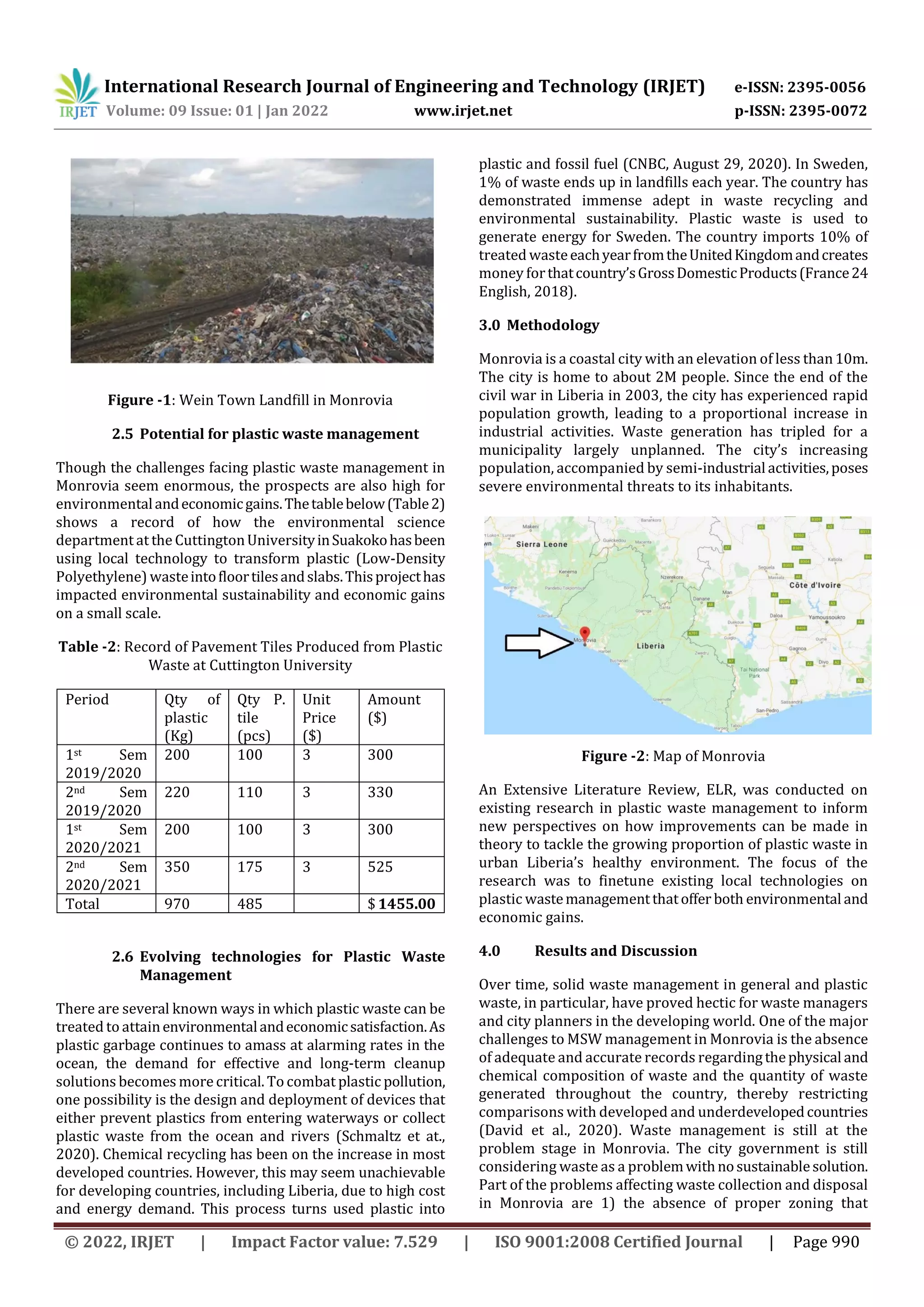 Plastic Waste Management in Monrovia: A Potential for Environmental ...