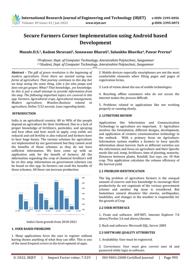 Secure Farmers Corner Implementation using Android based Development | PDF | Agriculture ...