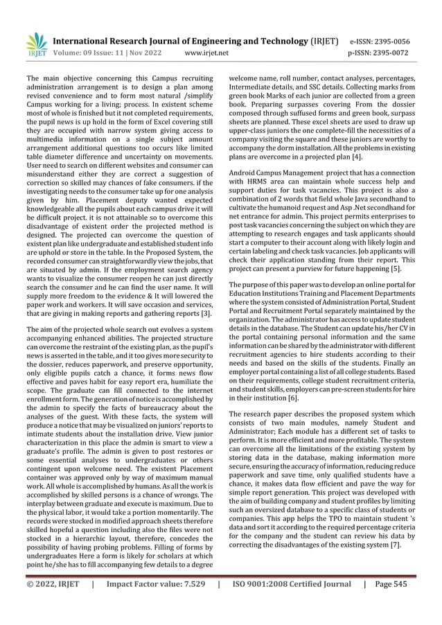 A Review on Training and Placement Management System | PDF