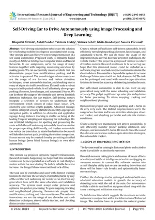 Self-Driving Car to Drive Autonomously using Image Processing and Deep Learning | PDF