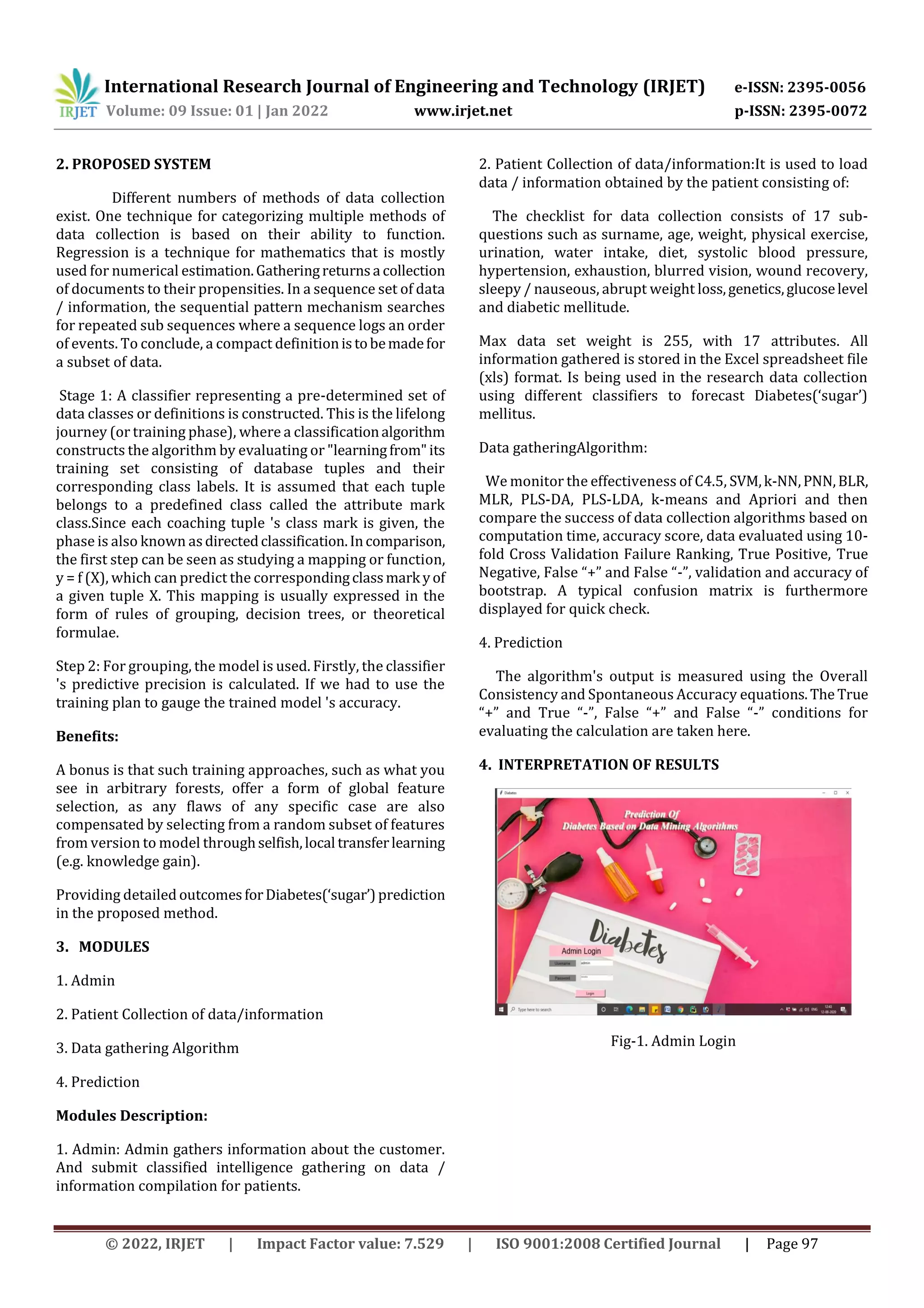 PREDICTION OF DIABETES (SUGAR) USING MACHINE LEARNING TECHNIQUES | PDF