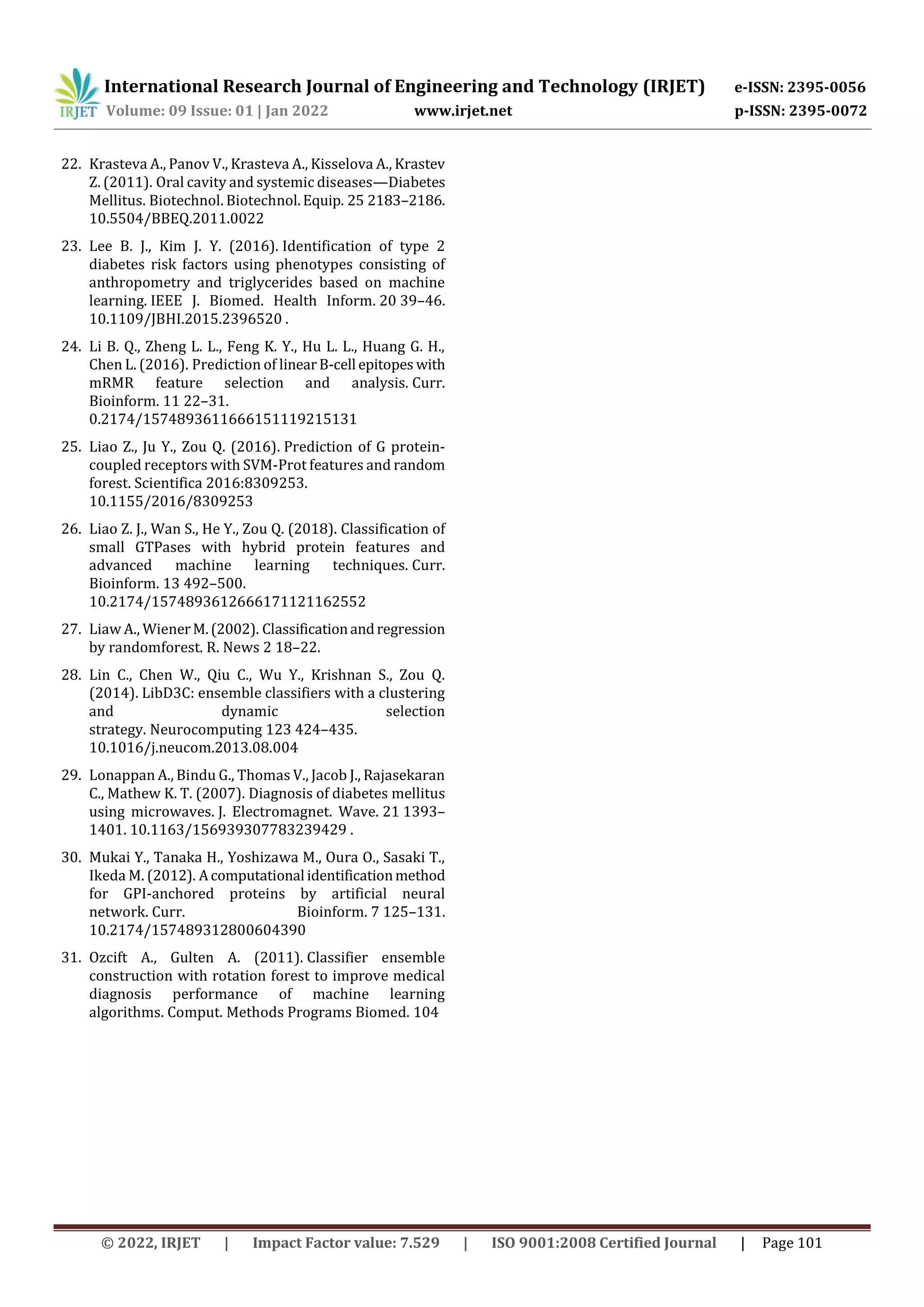 PREDICTION OF DIABETES (SUGAR) USING MACHINE LEARNING TECHNIQUES | PDF