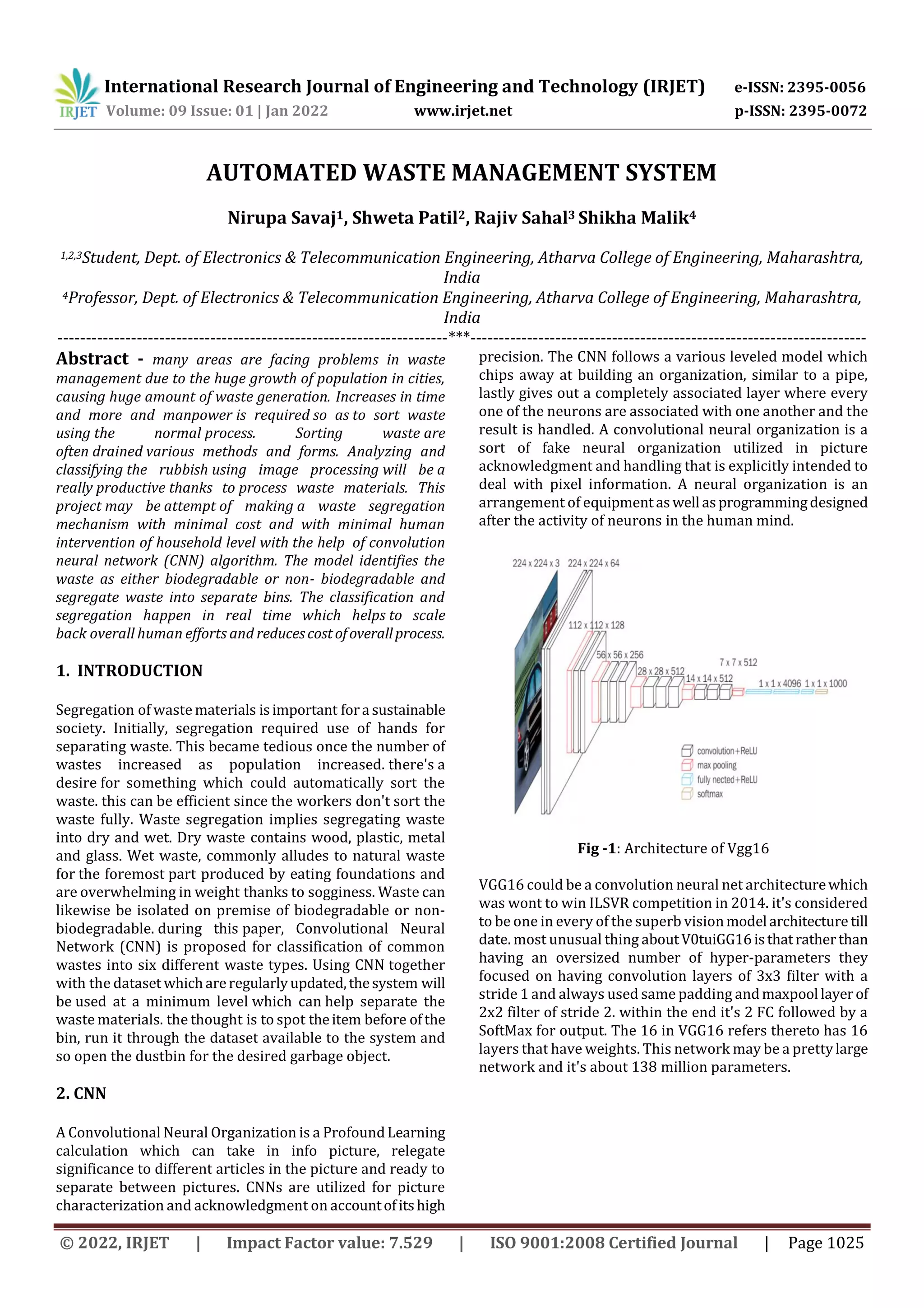 AUTOMATED WASTE MANAGEMENT SYSTEM | PDF