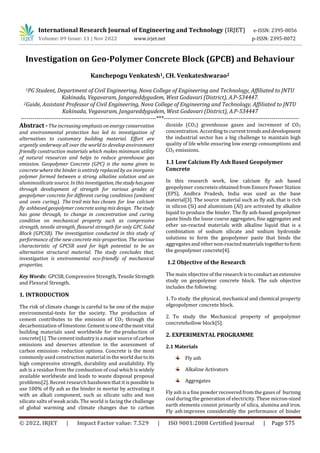 Investigation on Geo-Polymer Concrete Block (GPCB) and Behaviour | PDF