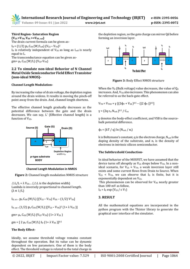 Simulating Ideal and Non-ideal Behavior of N-Channel MOSFET using ...