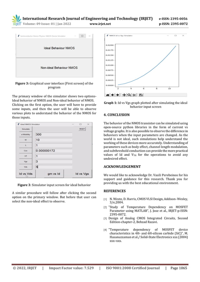 Simulating Ideal and Non-ideal Behavior of N-Channel MOSFET using Python Programming | PDF