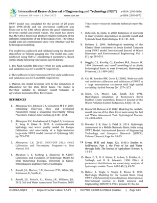 HYDROLOGICAL AND WATER QUALITY MODELLING USING SWAT FOR DONI RIVER | PDF