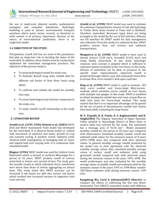 HYDROLOGICAL AND WATER QUALITY MODELLING USING SWAT FOR DONI RIVER | PDF