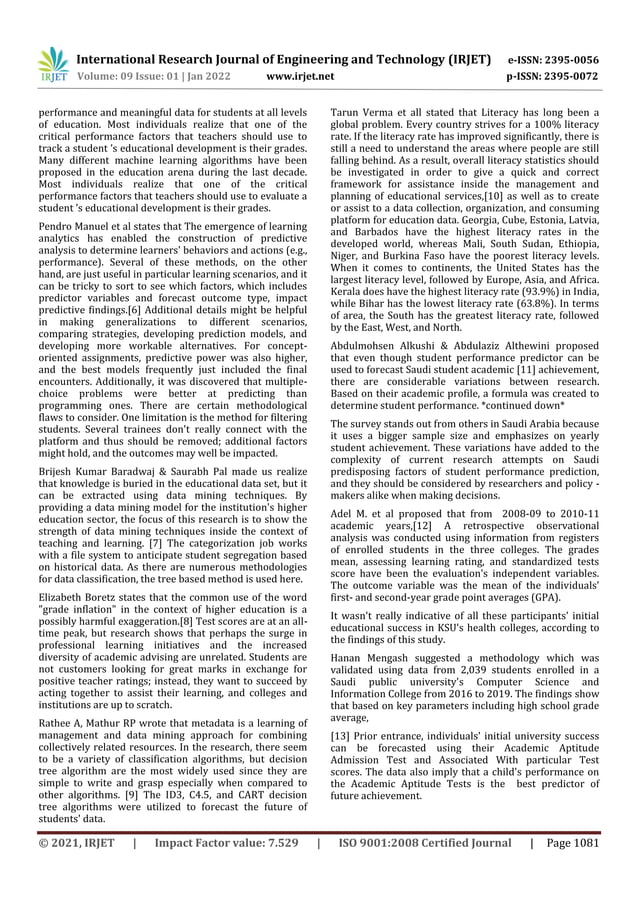 Student Performance Prediction via Data Mining & Machine Learning | PDF