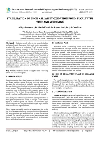 STABILIZATION OF CHOR NALLAH BY OXIDATION POND, EUCALYPTUS TREE AND ...