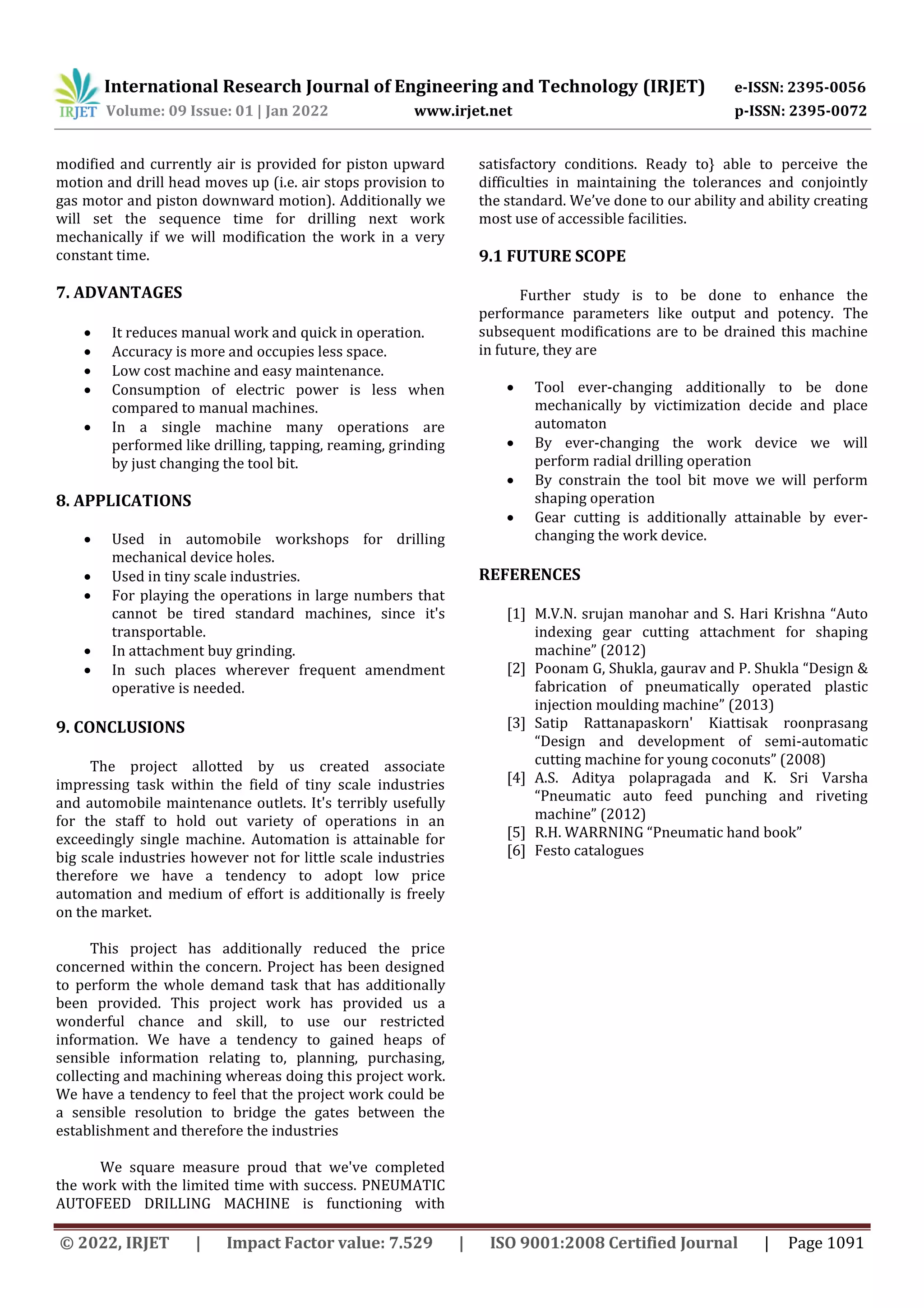 PNEUMATIC AUTO FEED DRILLING MACHINE | PDF