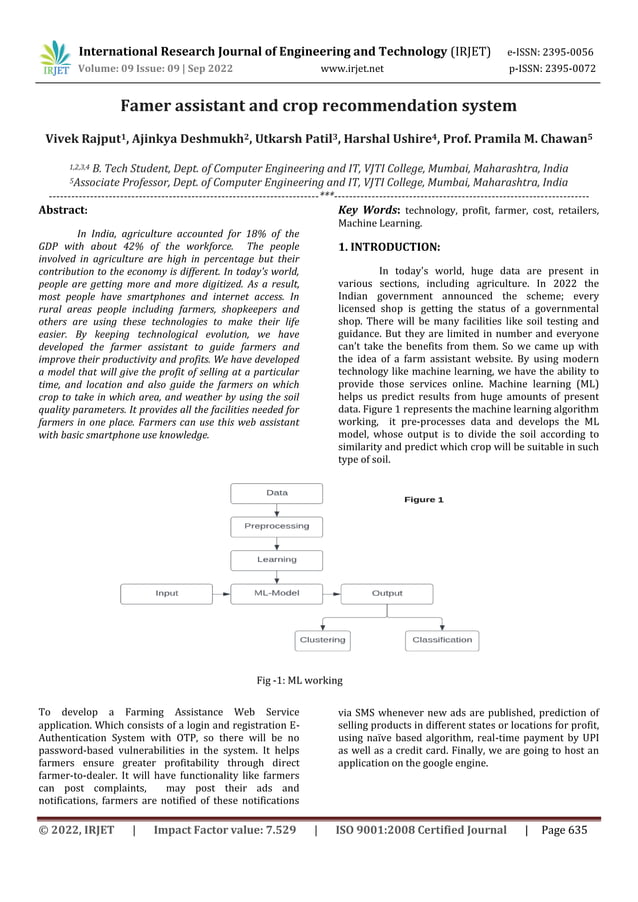 Famer assistant and crop recommendation system | PDF