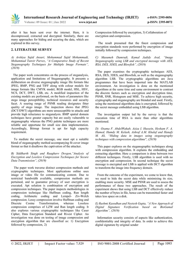 A Literature Review on Image Steganography Using AES | PDF