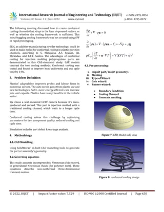 ENHANCEMENT OF MOLD EFFICIENCY USING CONFORMAL COOLING | PDF
