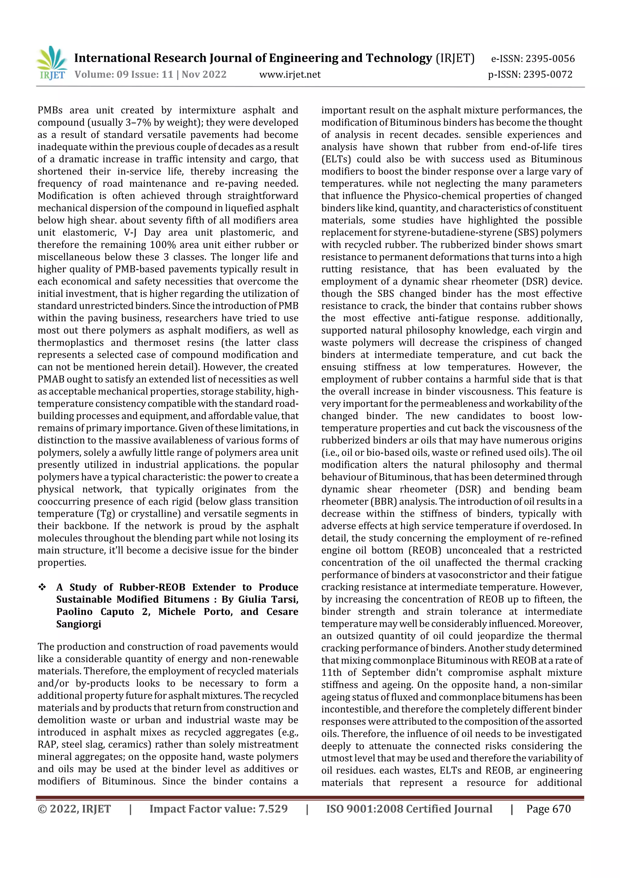Review on design of bituminous concrete by using polymer modified ...
