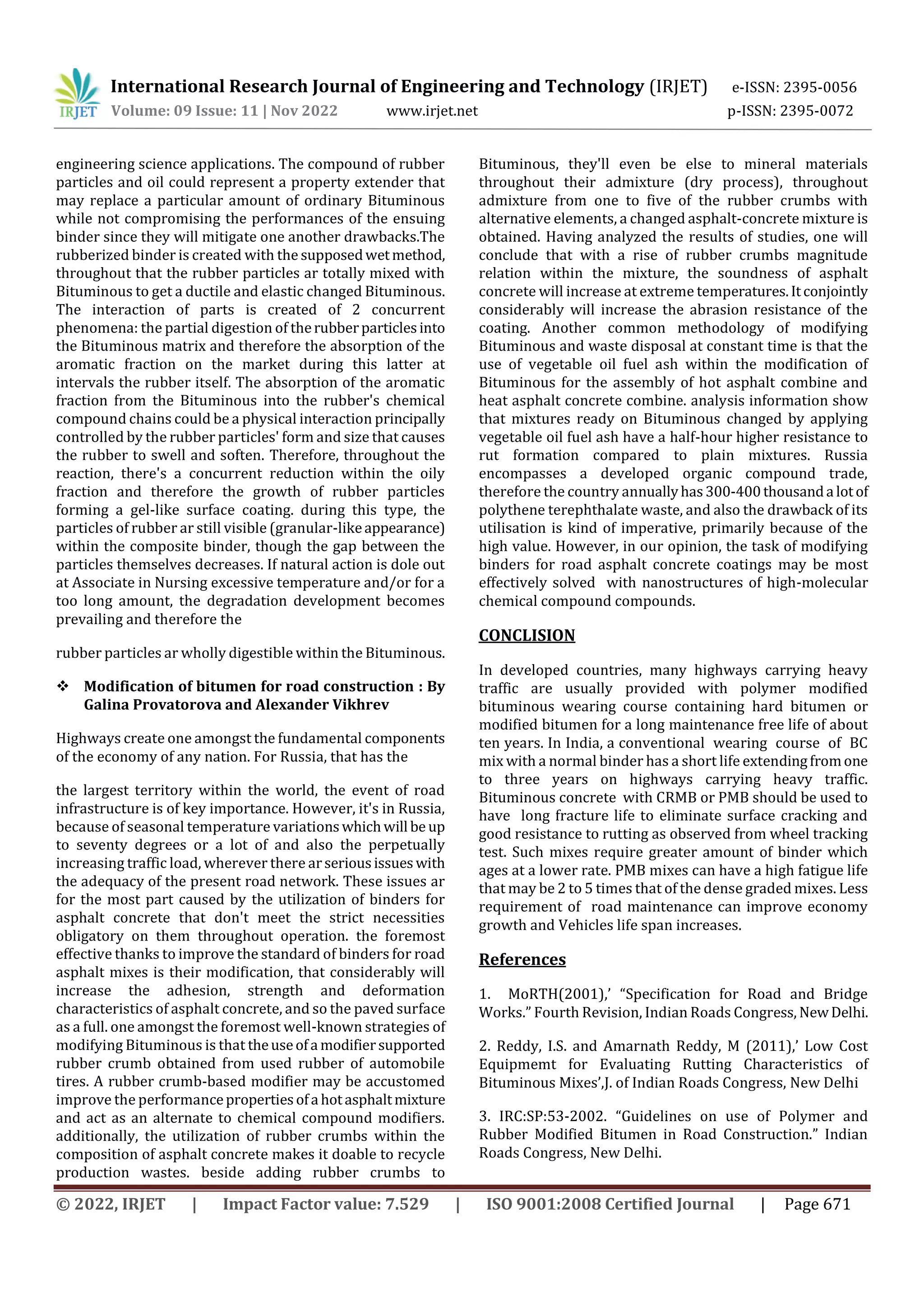 Review on design of bituminous concrete by using polymer modified ...