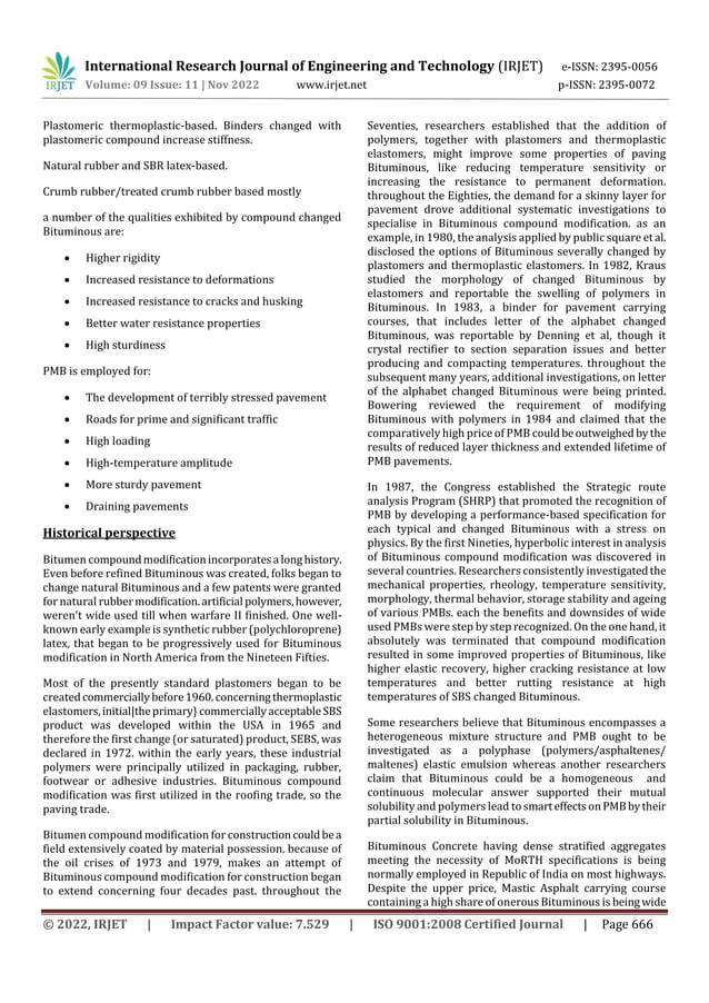 Review on design of bituminous concrete by using polymer modified ...