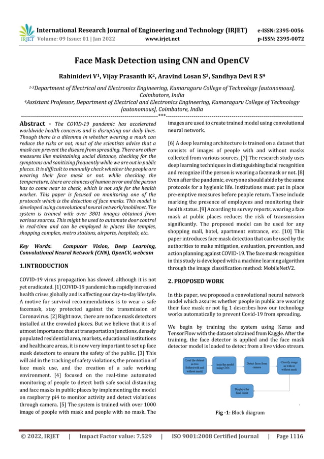 Face Mask Detection Using Cnn And Opencv Pdf