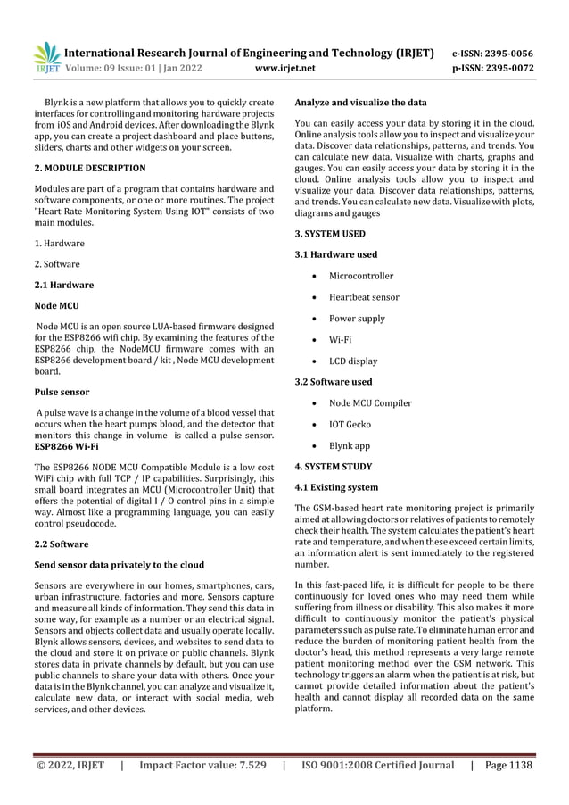 Heart Rate Monitoring System Using Iot Pdf