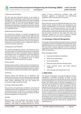 A STUDY ON THE QUALITATIVE ANALYSIS OF MATERIALS MANAGEMENT IN KERALA CONSTRUCTION INDUSTRY | PDF