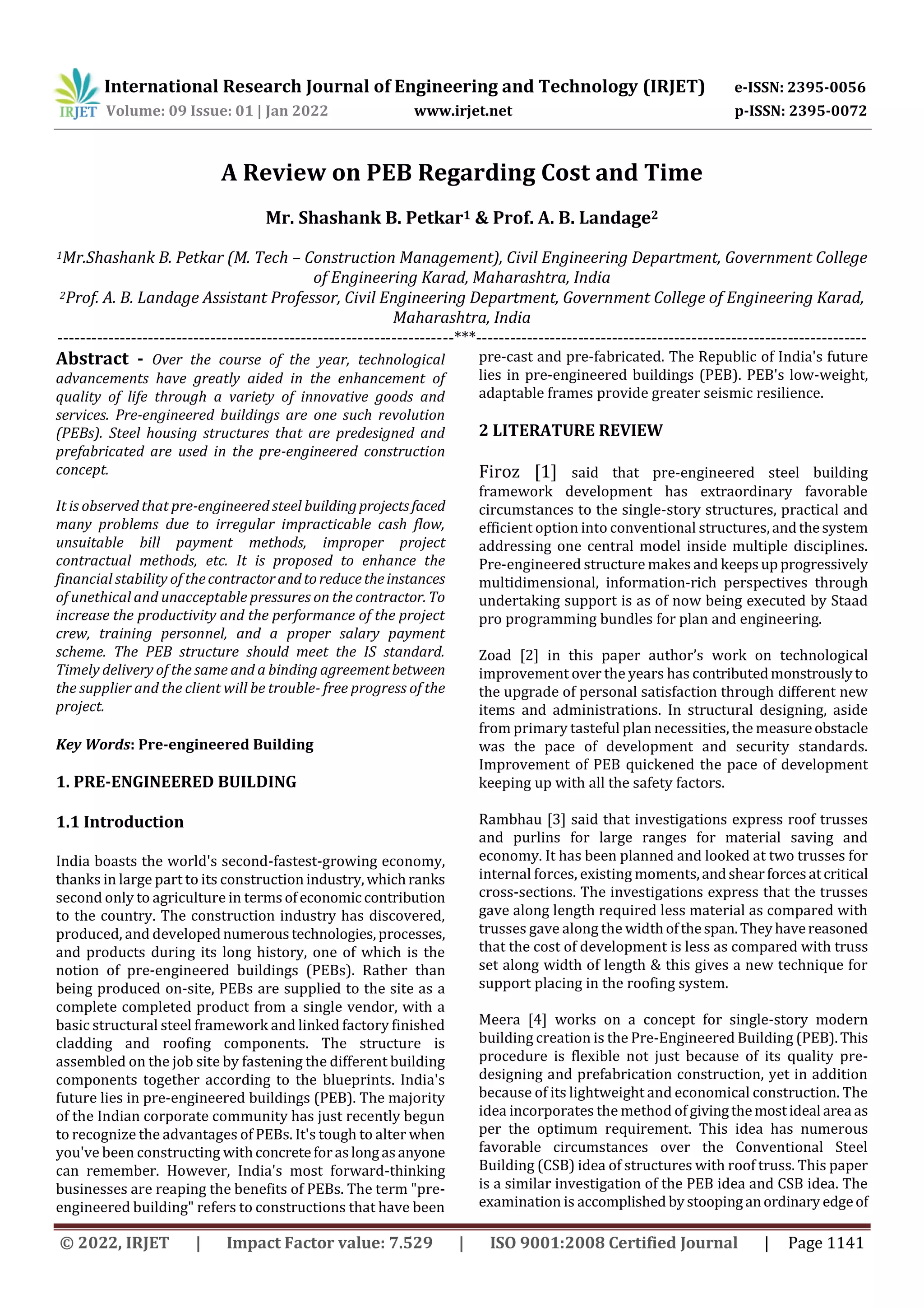 A Review on PEB Regarding Cost and Time | PDF