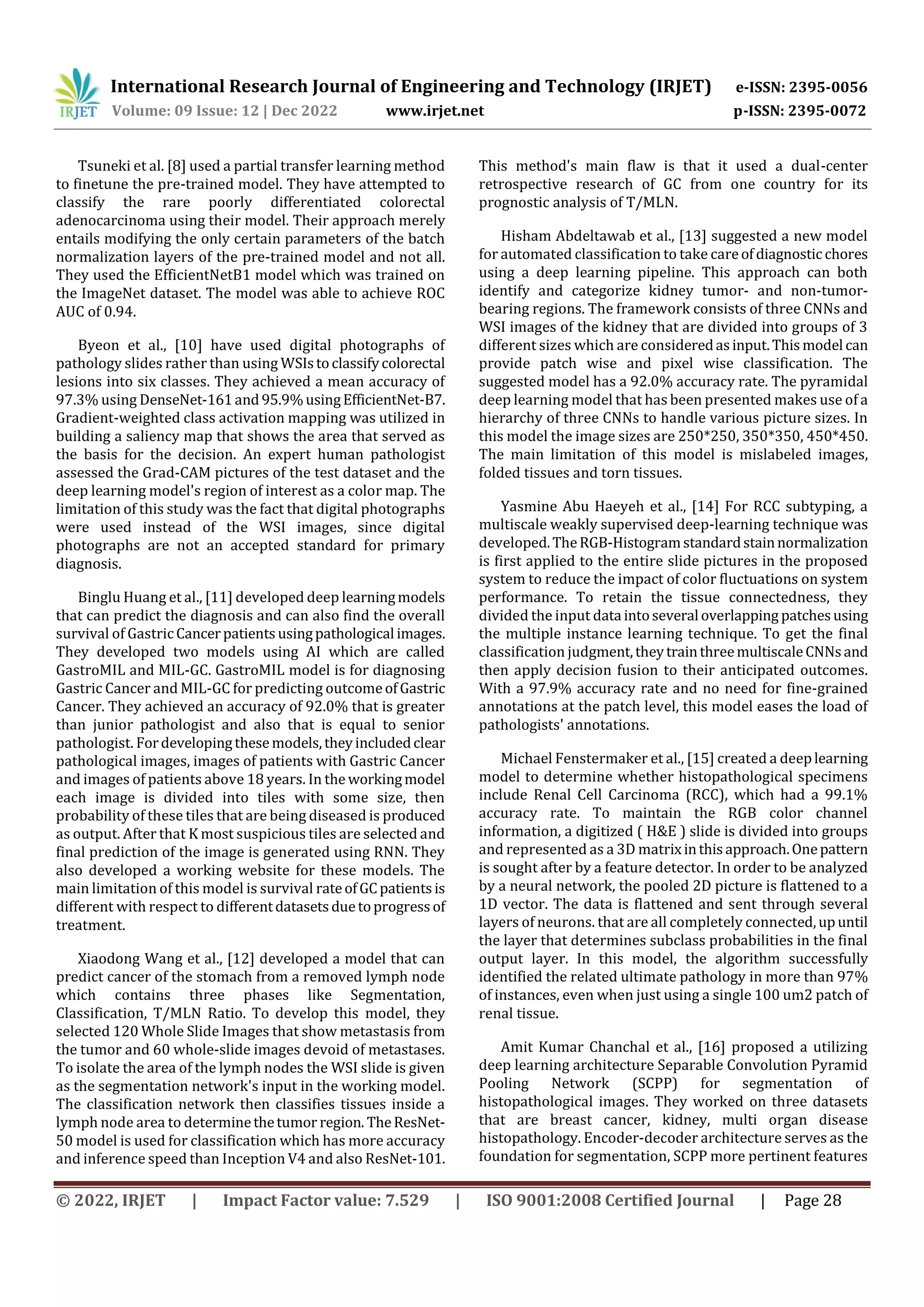 Generalized deep learning model for Classification of Gastric, Colon and Renal Cancer | PDF ...