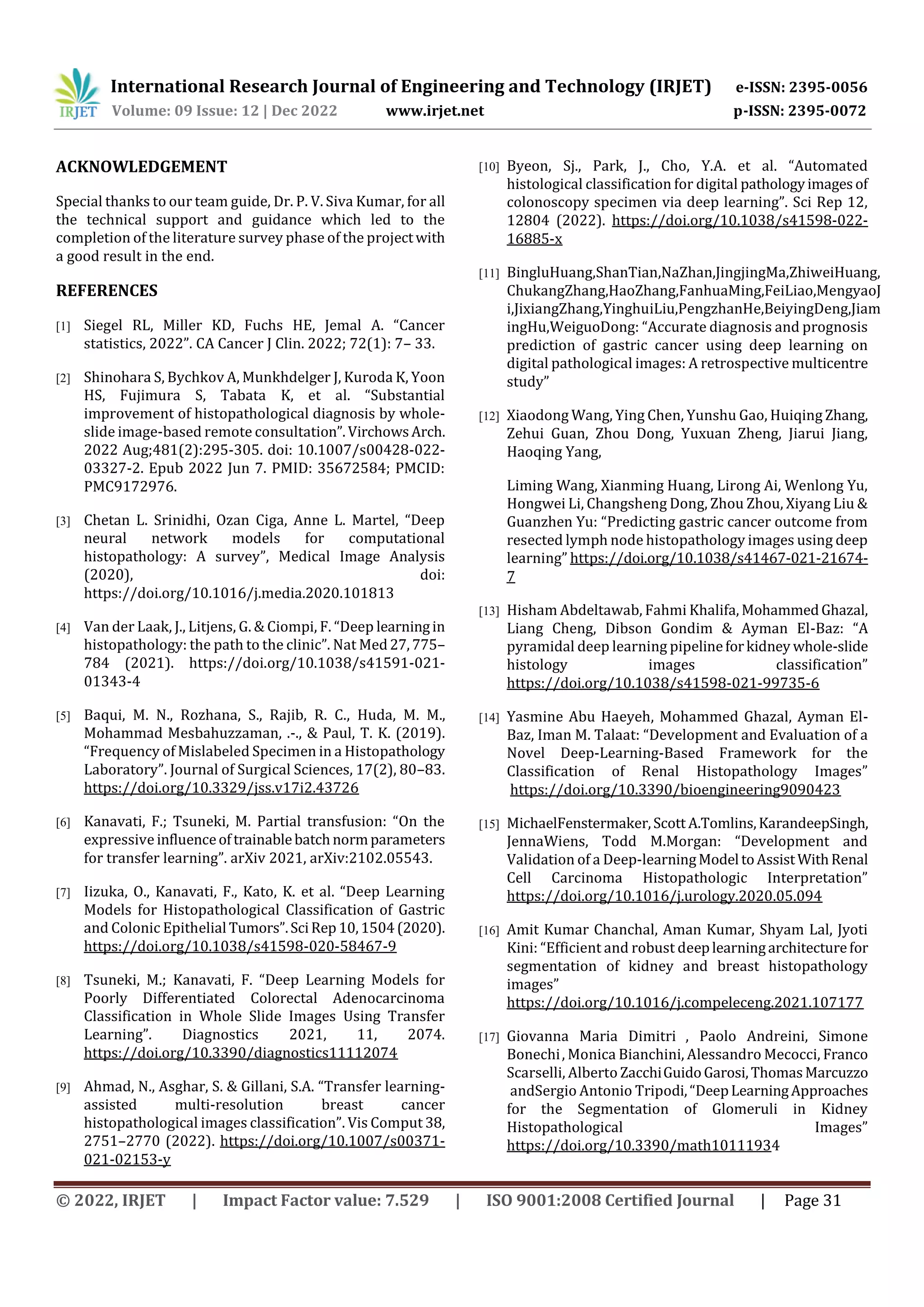 Generalized deep learning model for Classification of Gastric, Colon and Renal Cancer | PDF ...