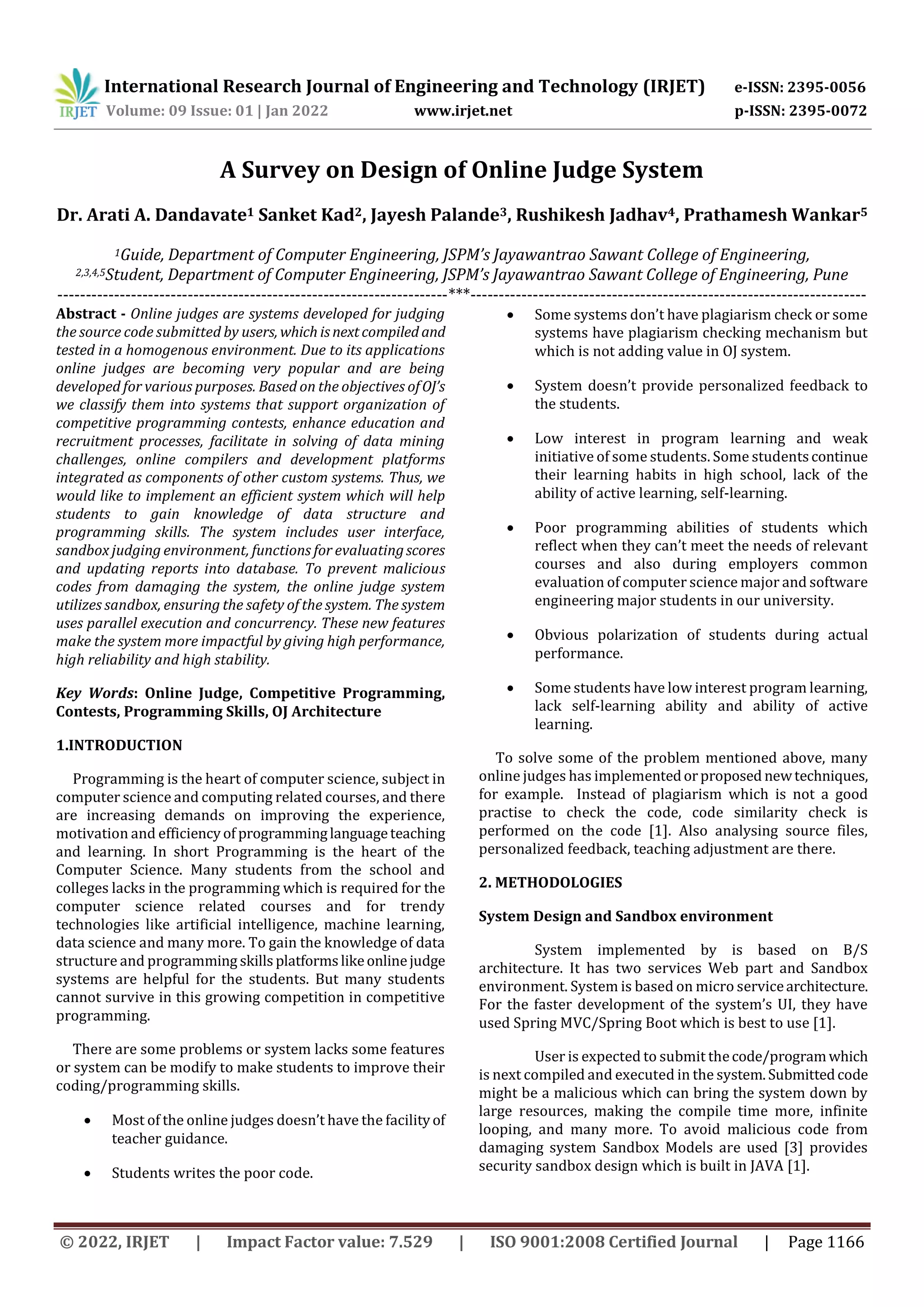 A Survey on Design of Online Judge System | PDF