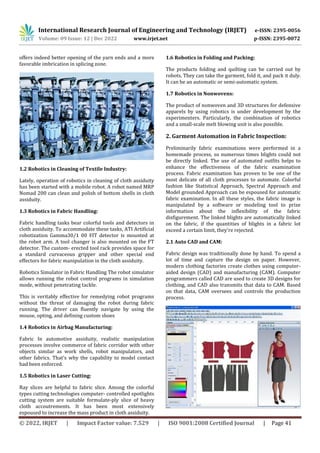 Automation and Robotics Management in Textile Industries | PDF