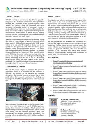 Automation and Robotics Management in Textile Industries | PDF