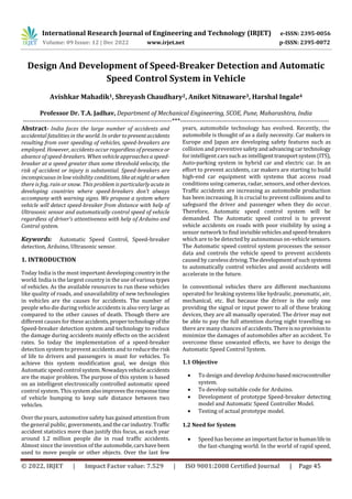 Design And Development of Speed-Breaker Detection and Automatic Speed Control System in Vehicle ...