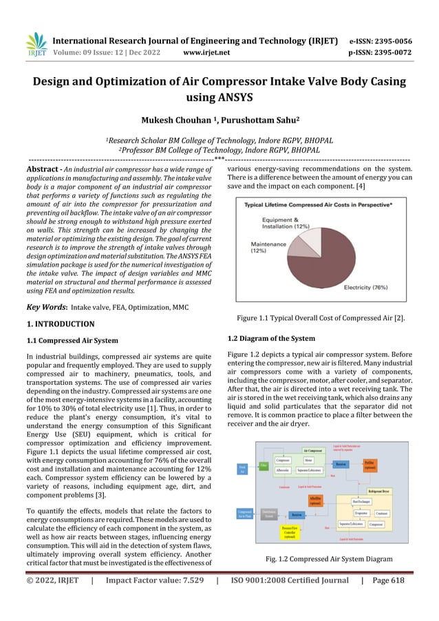 Design and Optimization of Air Compressor Intake Valve Body Casing using ANSYS | PDF