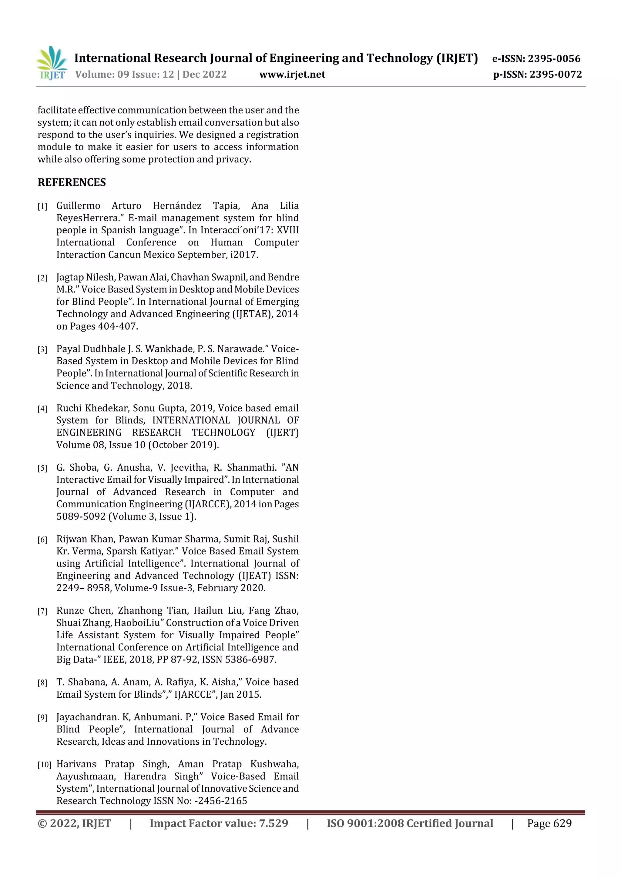 Voice Based Email for Blind | PDF