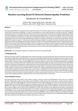 Machine Learning Based 5G Network Channel Quality Prediction | PDF | Internet of Things | Internet