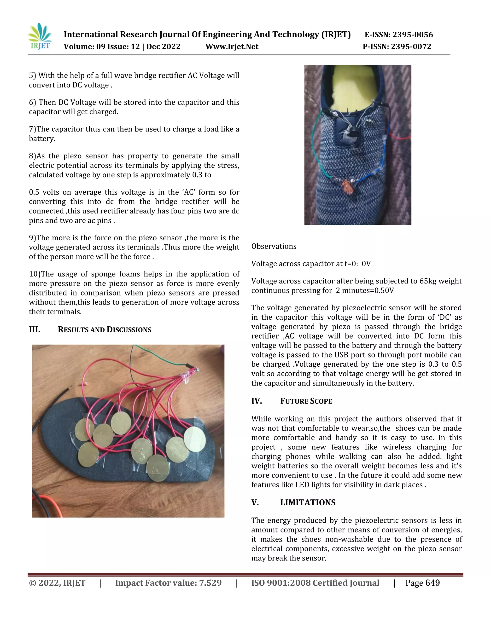 ENERGY GENERATION VIA FOOTSTEPS USING PIEZOELECTRIC SENSOR | PDF