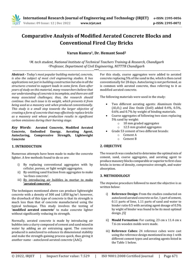 Comparative Analysis of Modified Aerated Concrete Blocks and ...