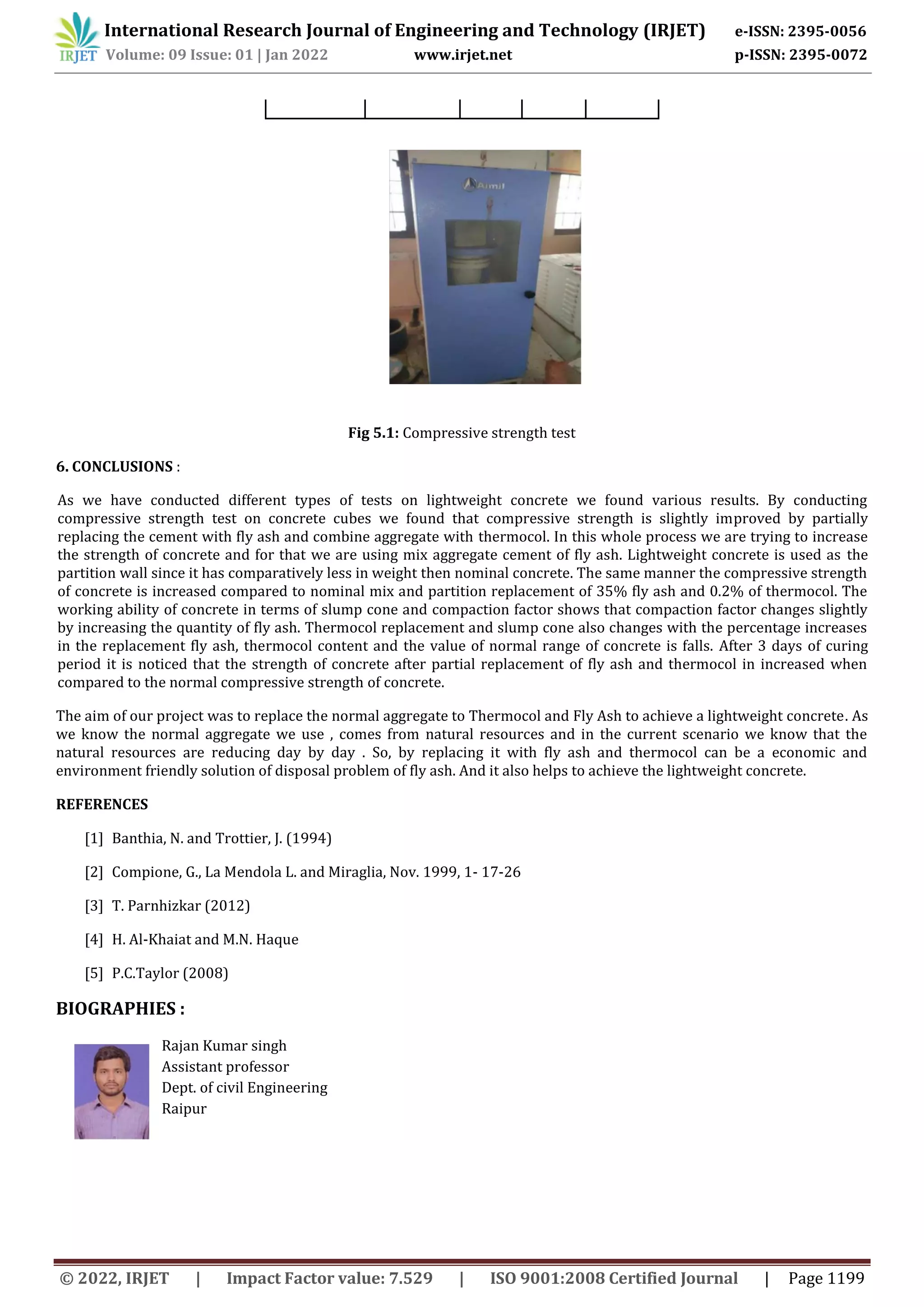 Lightweight Concrete by using Thermocol and Fly Ash | PDF