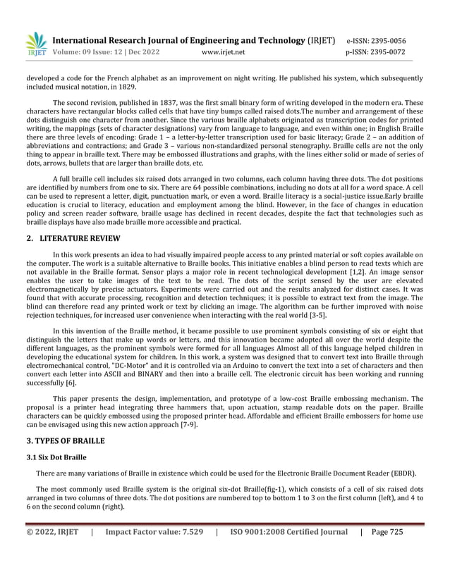 Braille refreshable display using Arduino for visually challenged ...