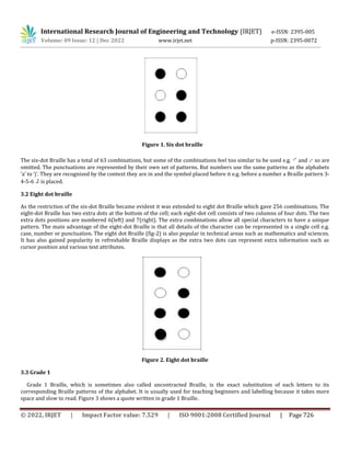 Braille refreshable display using Arduino for visually challenged ...