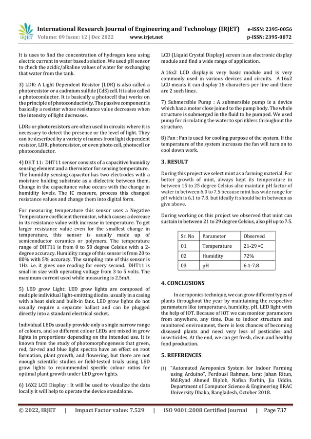 Internet of Things (IoT) Based Plant Monitoring System in an Aeroponics Vertical Farming ...