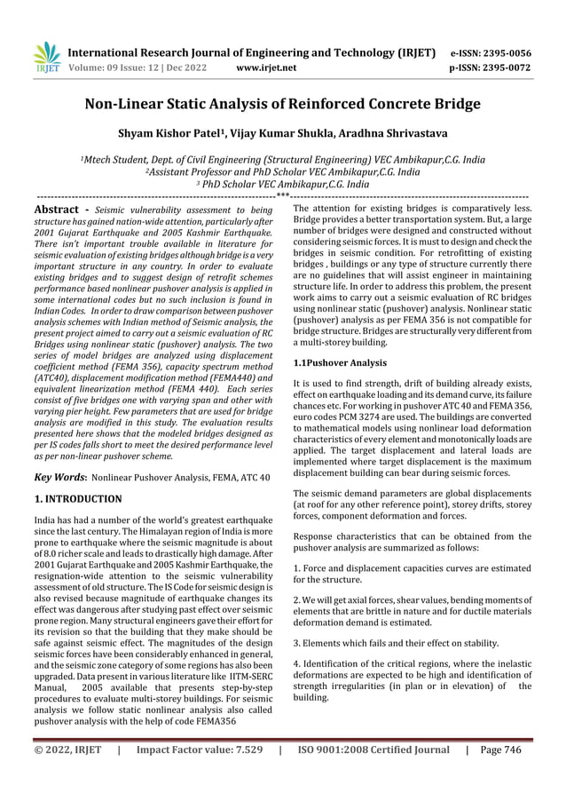 Non-Linear Static Analysis of Reinforced Concrete Bridge | PDF