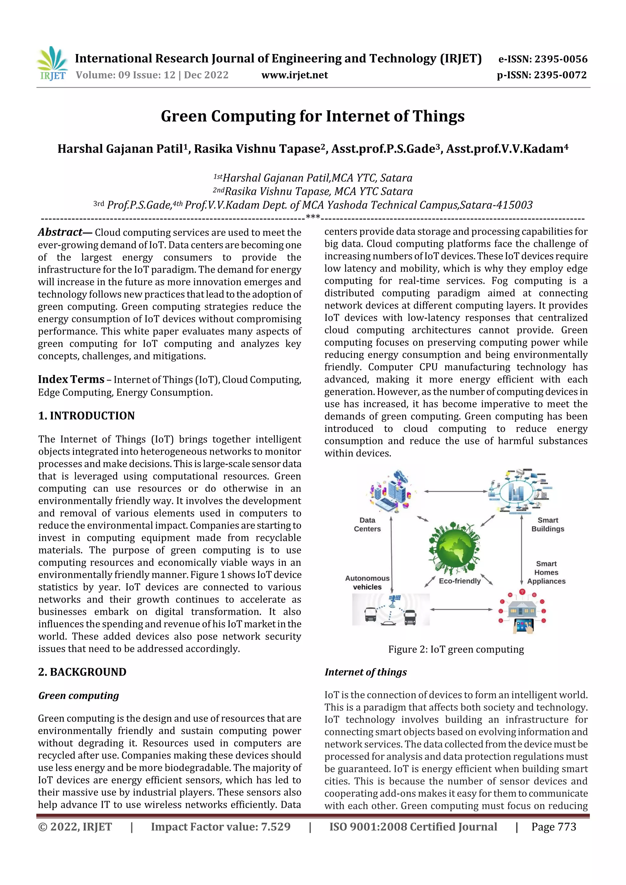 Green Computing for Internet of Things | PDF