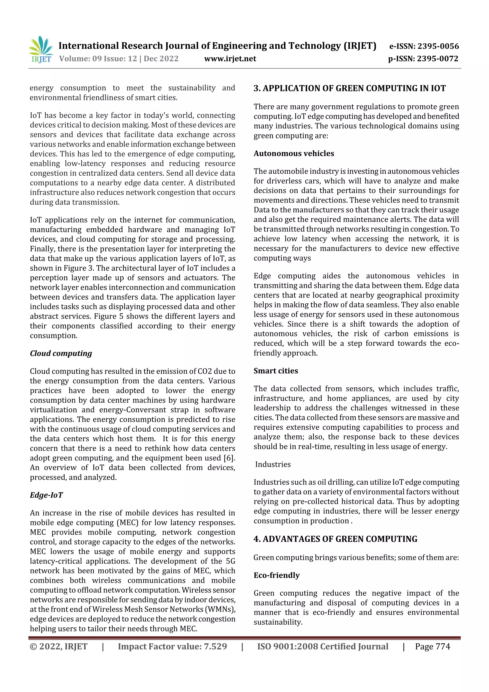 Green Computing for Internet of Things | PDF